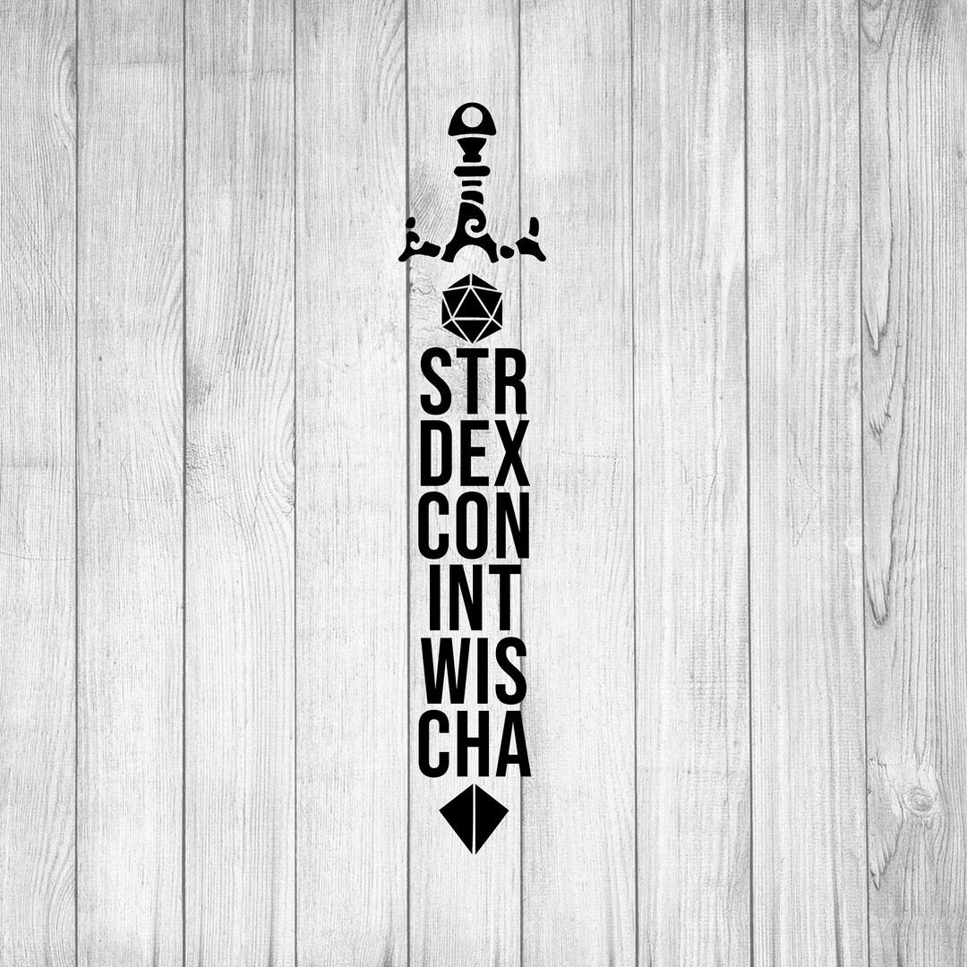 Stats Dice Sword Svg, D20 Svg, D20 Shirt, Weapon Svg, D&D Svg, Dungeons ...