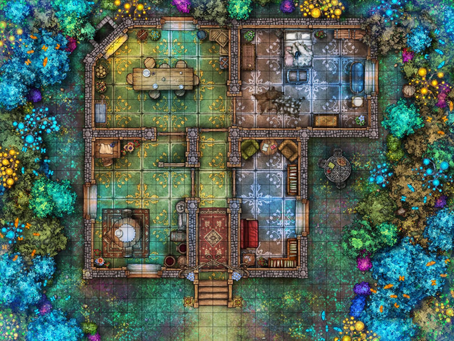 Forest Cottage Battle Map, Dnd Battle Map, D&D, Battlemap, Dungeons and ...