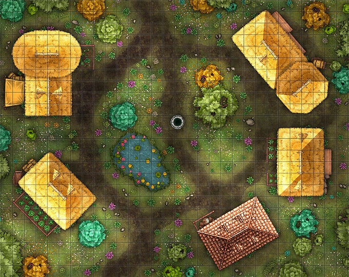 Village Battle Map, Dnd Battle Map, D&D, Battlemap, Dungeons and ...