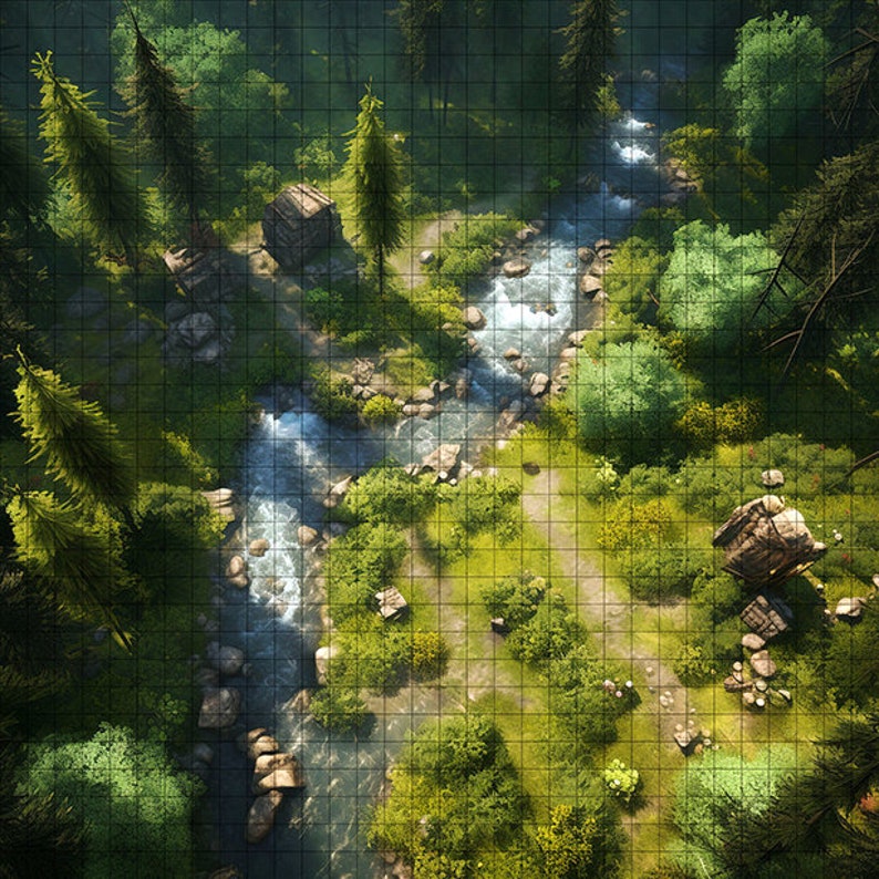 Mapa de batalla de Forest Stream, mapa de batalla de DnD, D&D, mapa de ...