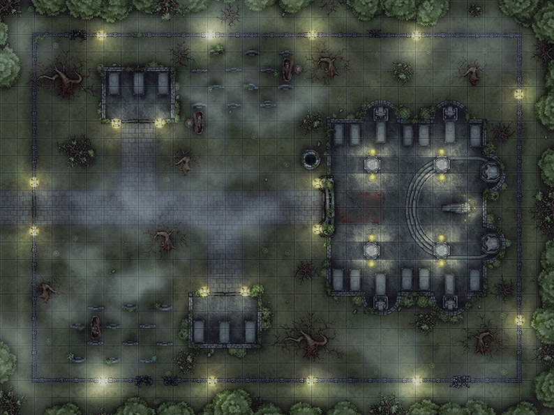 Old Cemetery Battle Map, Dnd Battle Map, D&D, Battlemap, Dungeons and ...