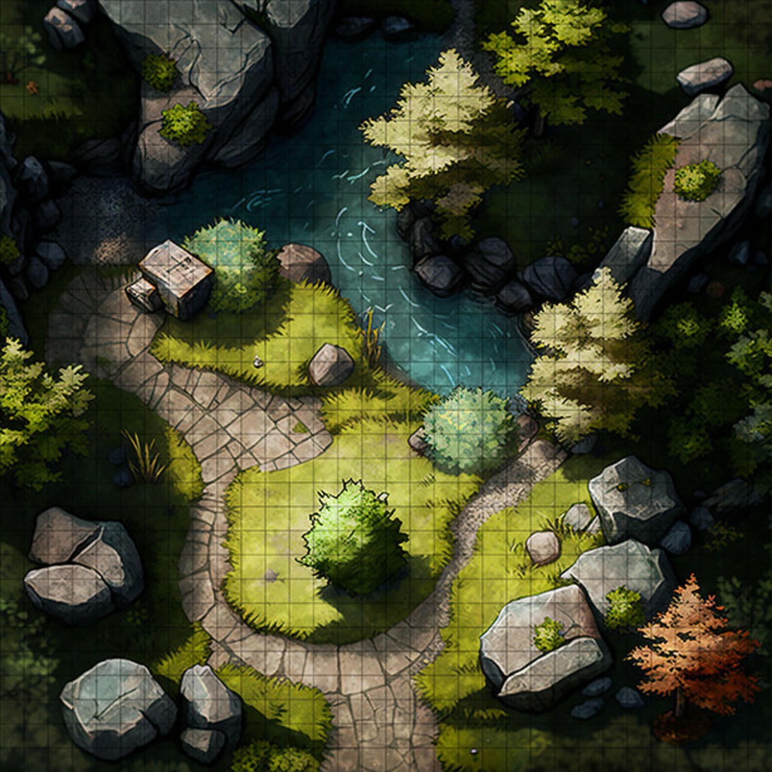 River Bank Battle Map, Dnd Battle Map, D&D, Battlemap, Dungeons and ...