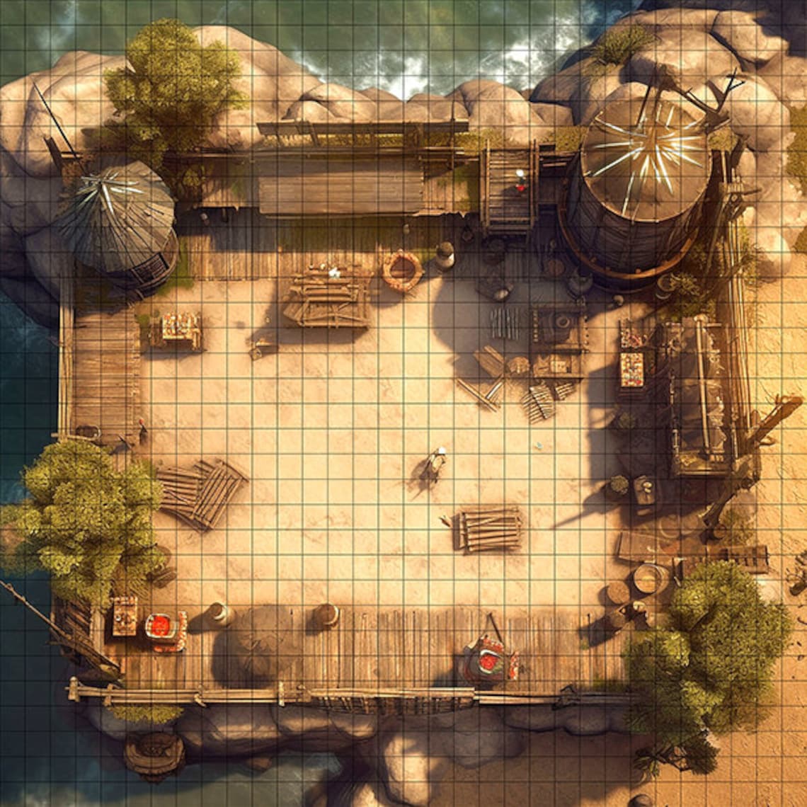 Beach Outpost Battle Map, Dnd Battle Map, D&D, Battlemap, Dungeons and ...
