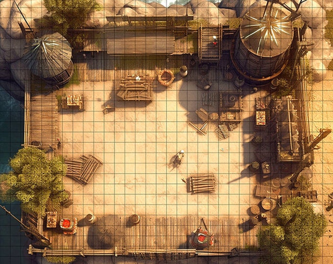 Beach Outpost Battle Map, Dnd Battle Map, D&D, Battlemap, Dungeons and ...