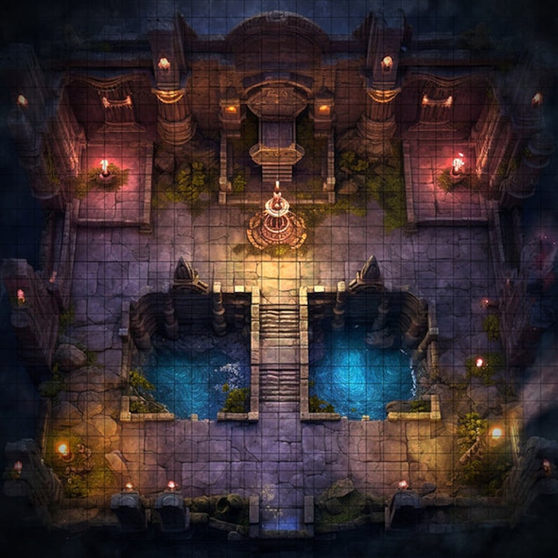 Water Temple Battle Map, Dnd Battle Map, D&D, Battlemap, Dungeons and Dragons, 5e, Roll20 ...