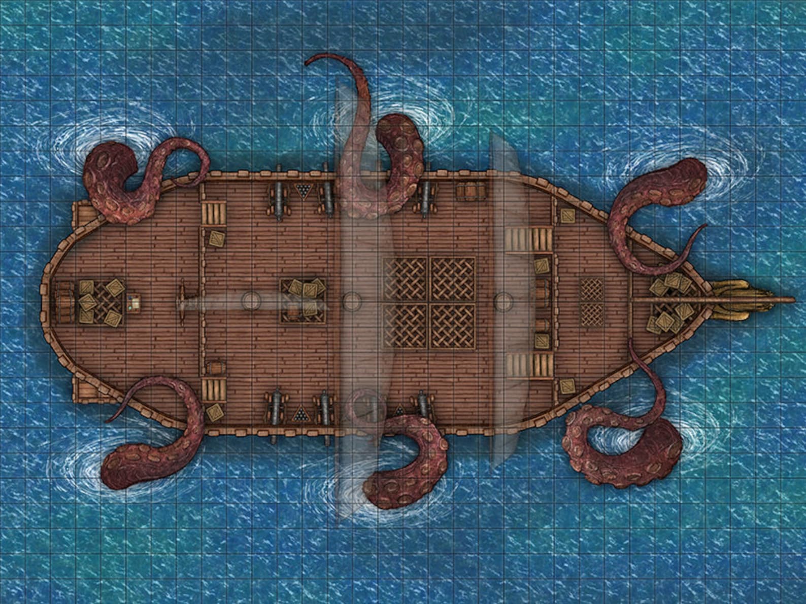 Ship Kraken Battle Map, Dnd Battle Map, D&D, Battlemap, Dungeons and ...