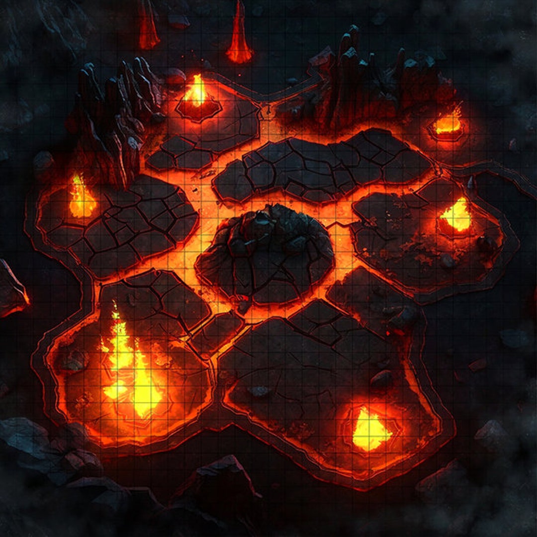 River of Lava Battle Map, Dnd Battle Map, D&D, Battlemap, Dungeons and ...