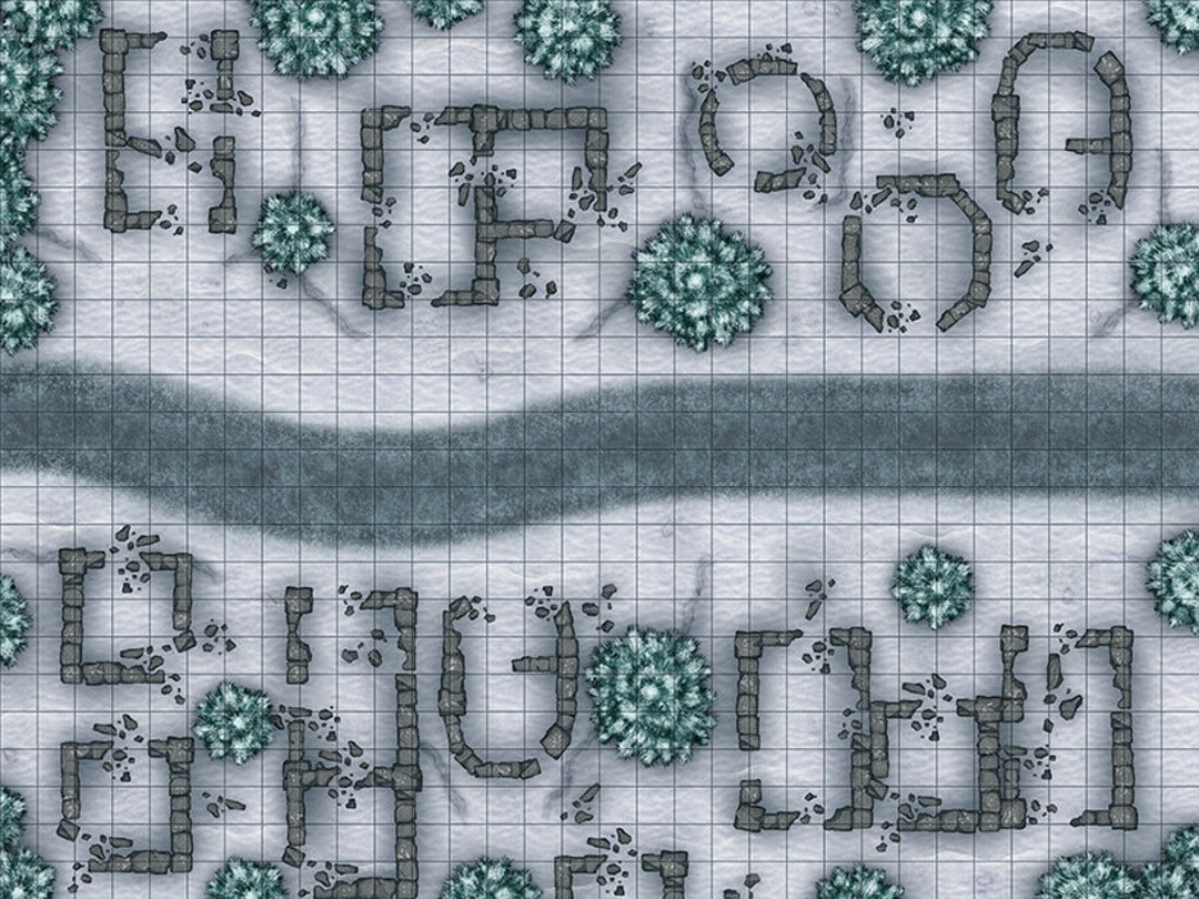 Snow Ruins Battle Map, Dnd Battle Map, D&D, Battlemap, Dungeons and ...
