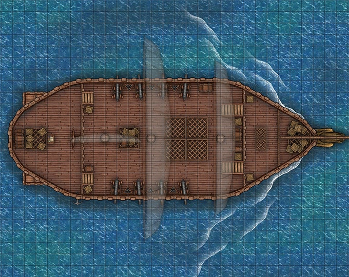 Ship Battlemap, Dnd Map, Sailing Ship, D&D, Battle Map, Dungeons and ...