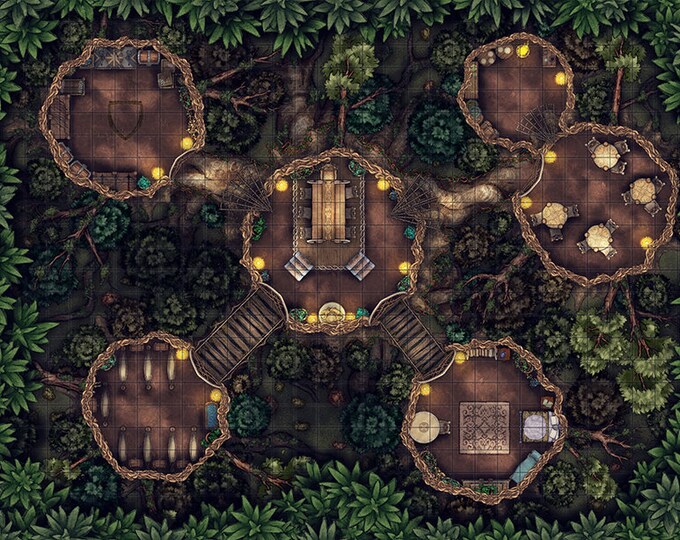 Tree Top Base Battle Map, Dnd Battle Map, D&D, Battlemap, Dungeons and ...