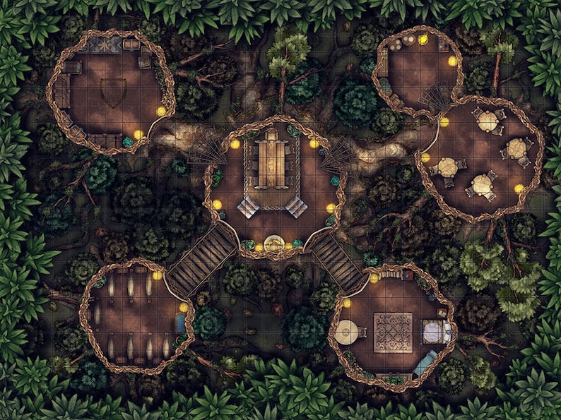Tree Top Base Battle Map, Dnd Battle Map, D&D, Battlemap, Dungeons and ...