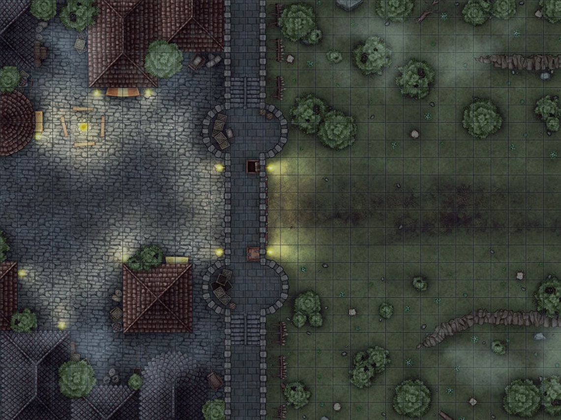 City Gates Battle Map, Dnd Battle Map, D&D, Battlemap, Dungeons and ...