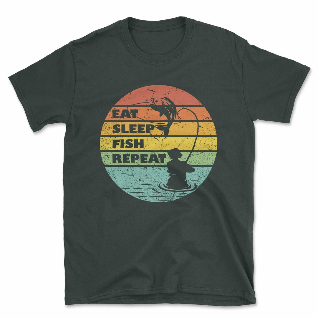 Eat Sleep Fish Repeat T-shirt Retro Distressed Fishing Fisherman ...