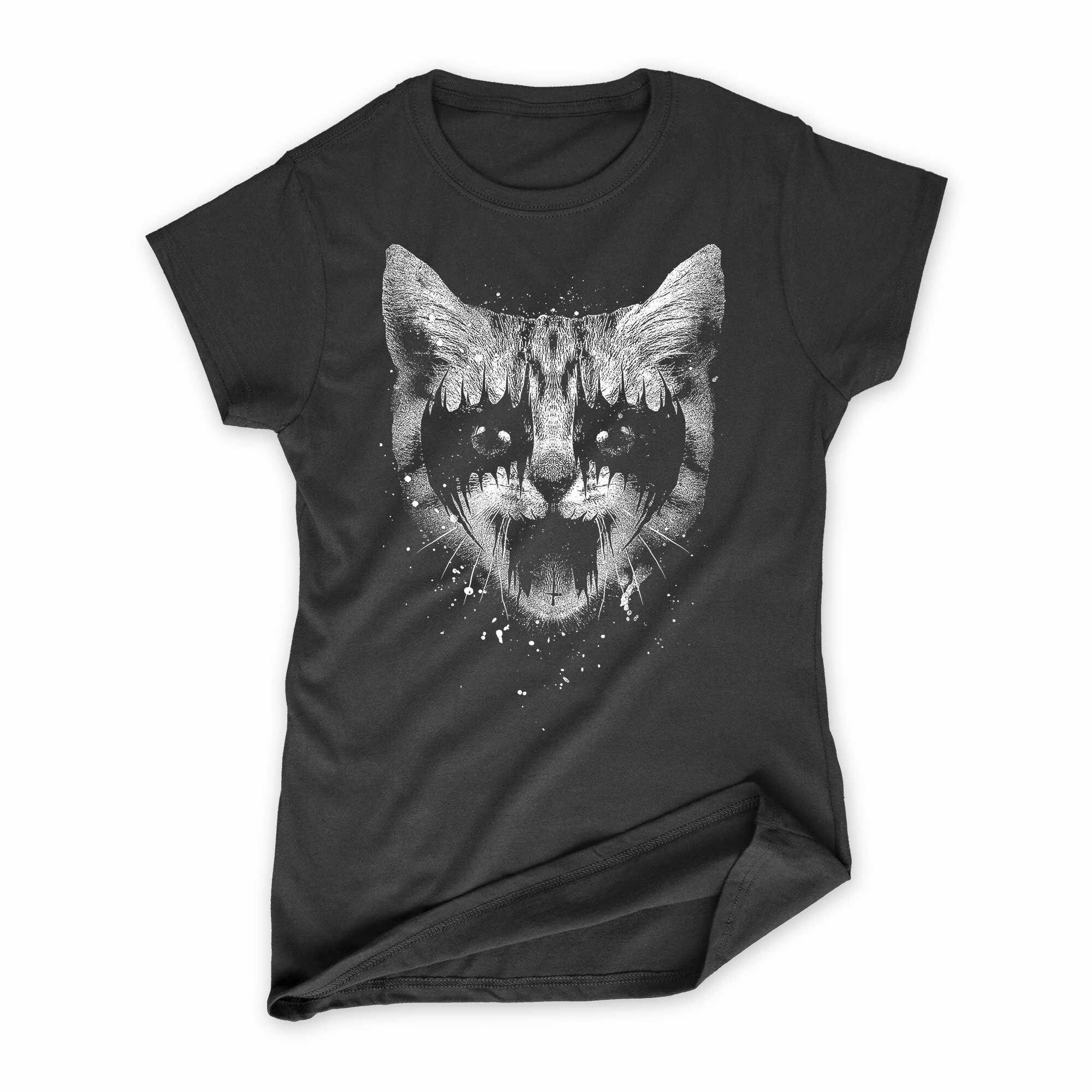 Women's Heavy Metal Kitten T-shirt | Goth Punk Glam Rock Cat Gift ...
