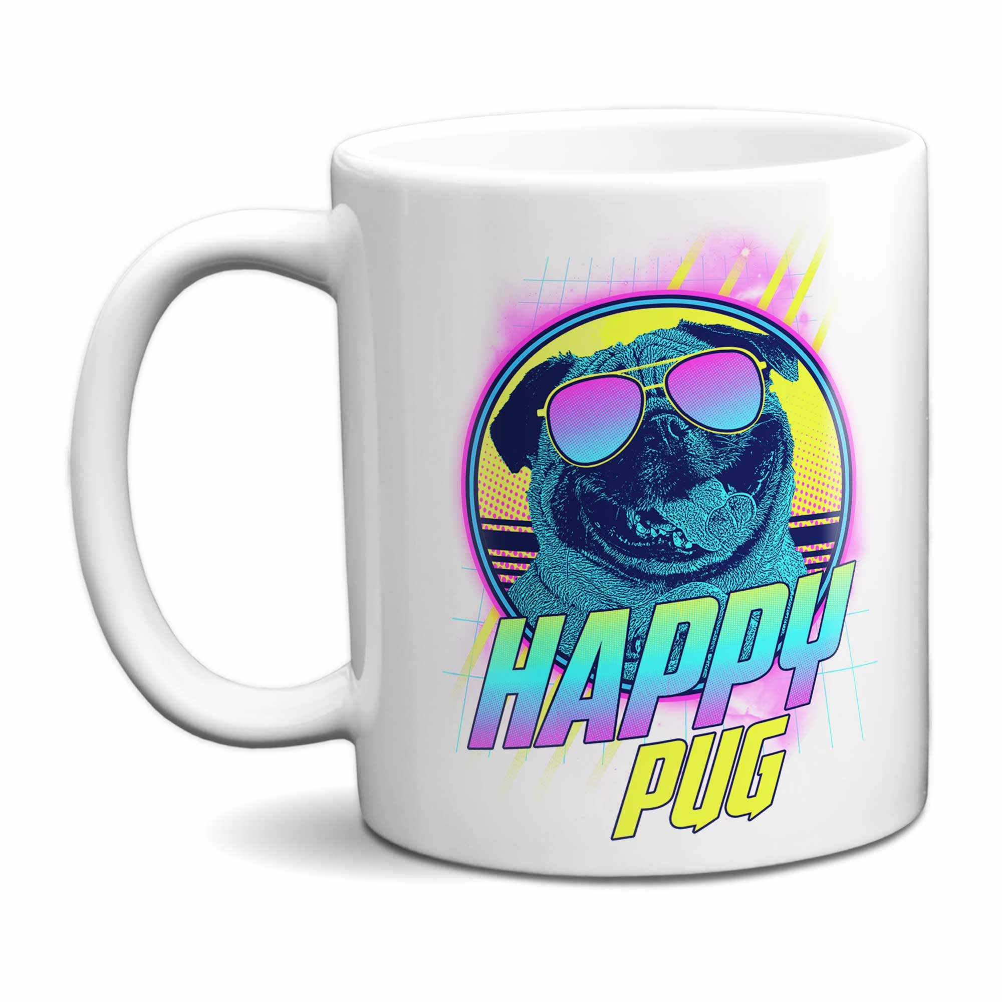 Happy Pug Mug Retro 80s Colours Style Sunglasses Dog Animal | Etsy