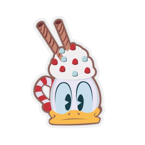 Donald Duck Hot Chocolate Christmas Kiss Cut Sticker Etsy
