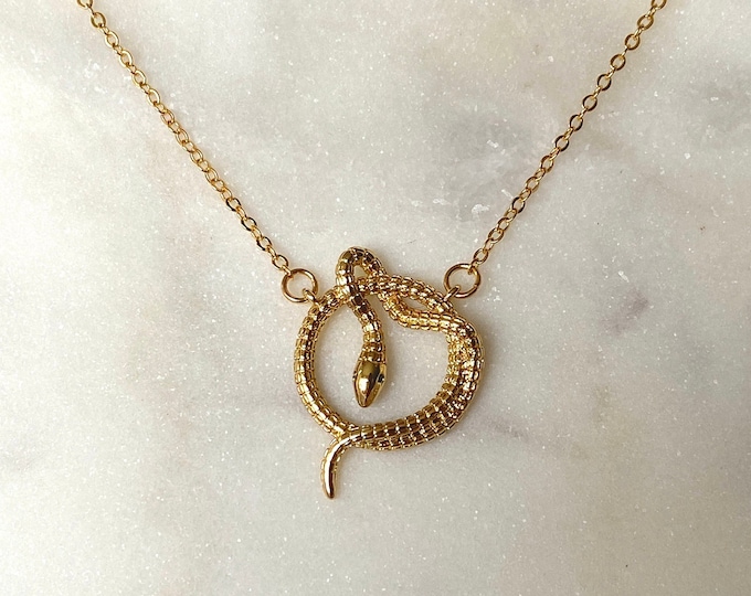 Snake Pendant Necklace Unique Minimal Necklace Layering 16k - Etsy
