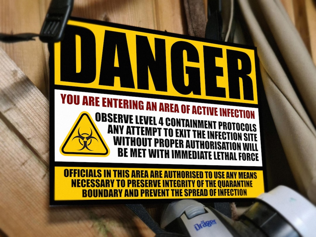 Area of Infection Metal Warning Sign - Gaming Science Decor - Etsy