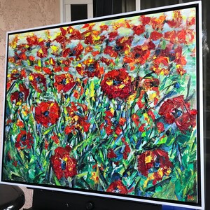 Original Heavy Textured Impasto Abstract Poppies Field Acrylic Painting ...