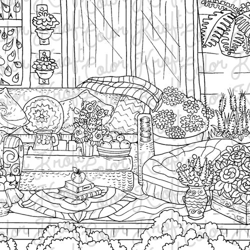 Sweet Summer Day on the Back Patio // Coloring Page Printable - Etsy