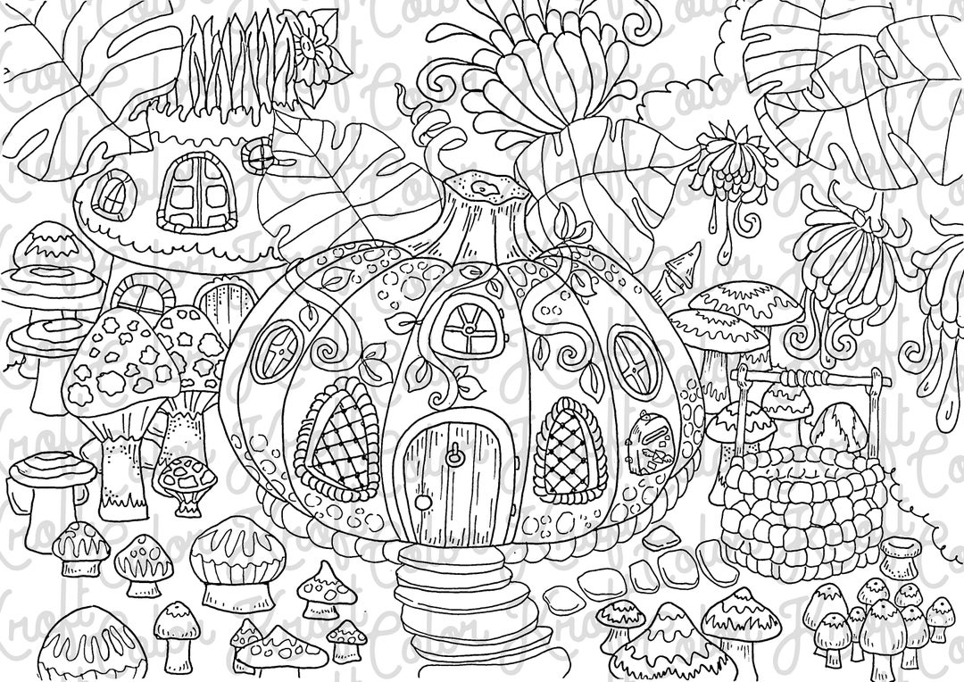 Pumpkin Home Coloring Page // Digital Download // Printable Coloring - Etsy