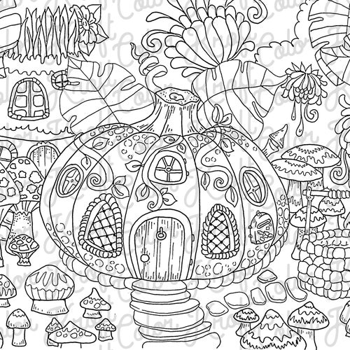 Pumpkin Home Coloring Page // Digital Download // Printable | Etsy