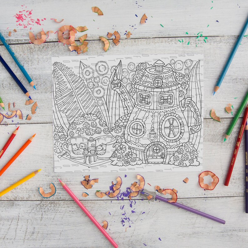 Tiny Living Coloring Pages // Printable Coloring Pages // - Etsy