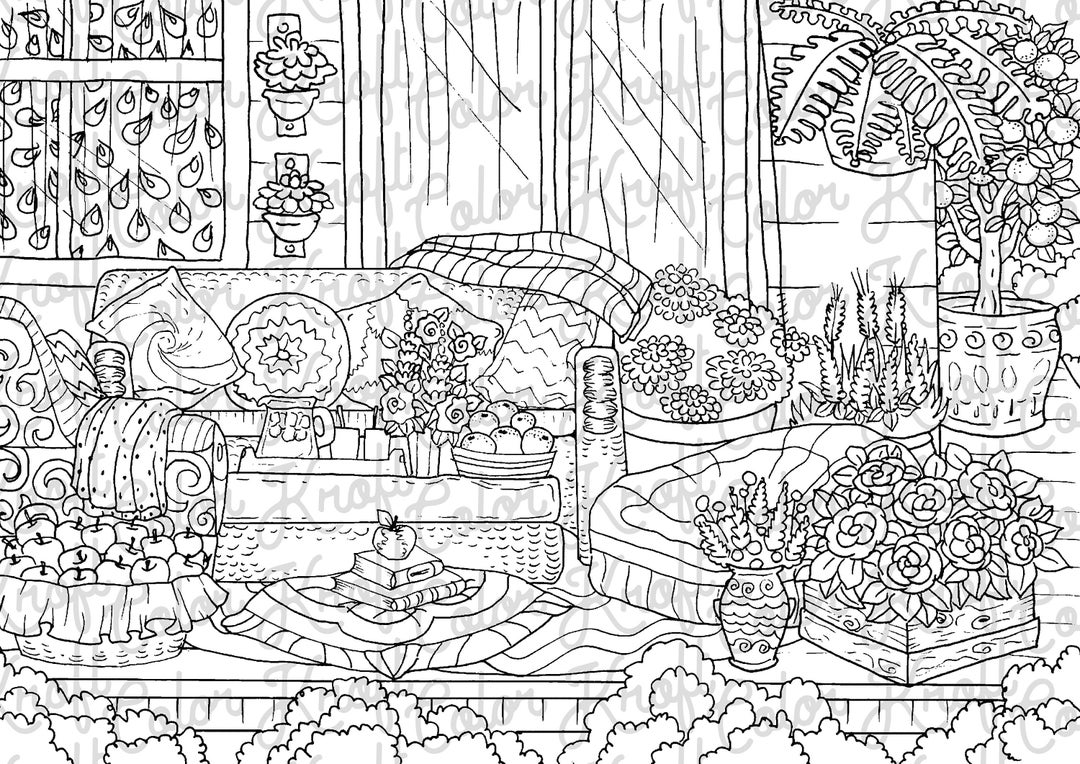 Sweet Summer Day on the Back Patio // Coloring Page Printable ...