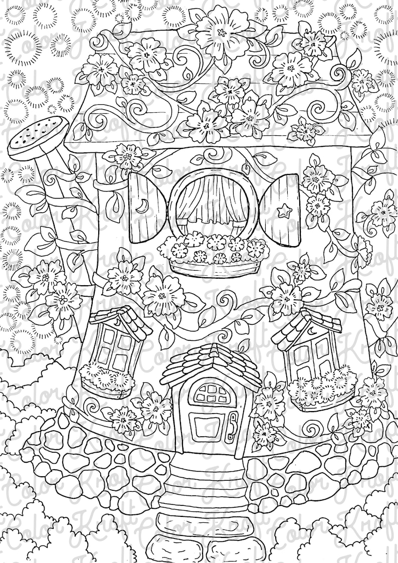Watering Can House of Ten Coloring Page // Digital Download Coloring ...