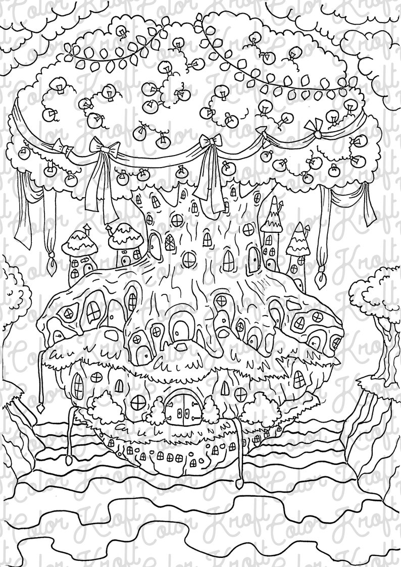 Home is in the Fairy Tree // Printable Coloring Page // Fairy Garden ...