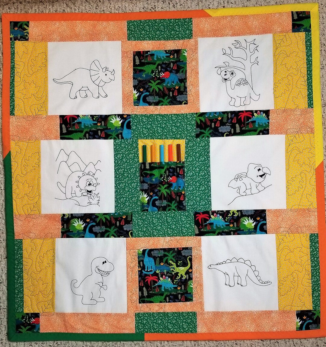 Children's Dinosaur Quilts to Color With Washable Markers - Etsy