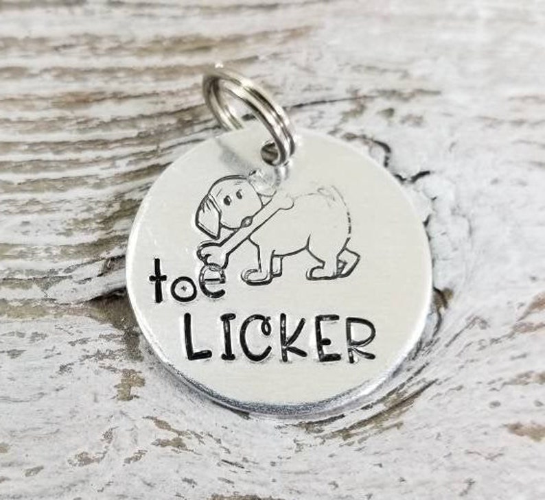 Toe Licker Dog Tag, Funny Personalized Collar Tag, Dog With Bone ...
