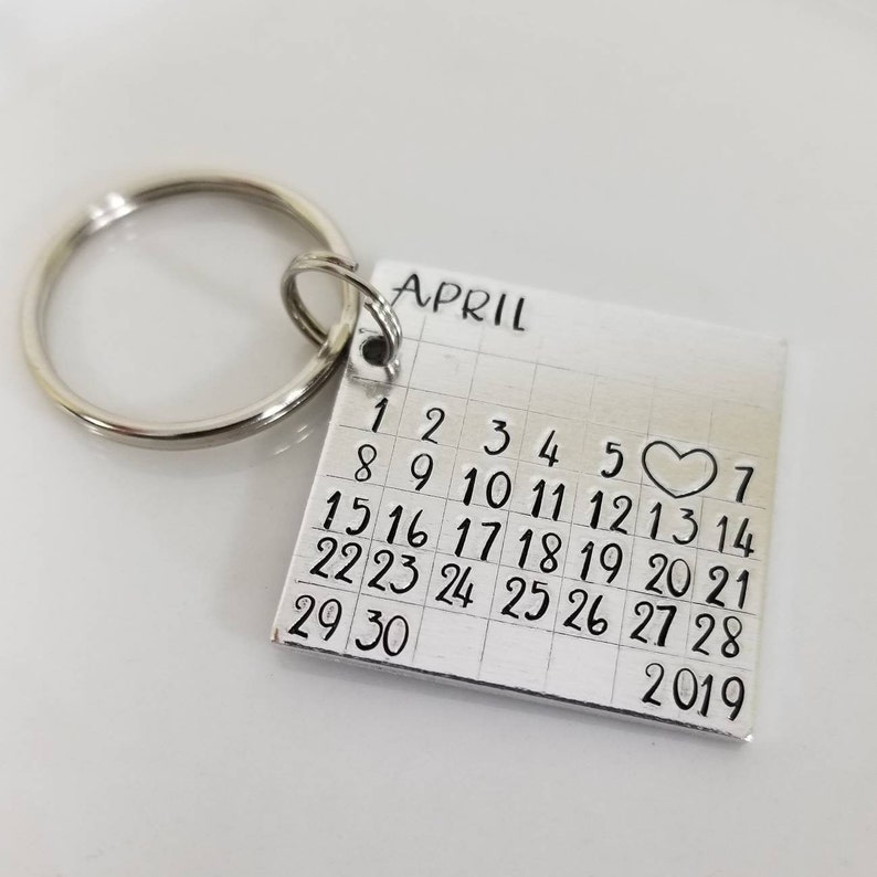 Calendar Keychain Wedding, Anniversary, Engagement, Grooms Gift, Bride ...