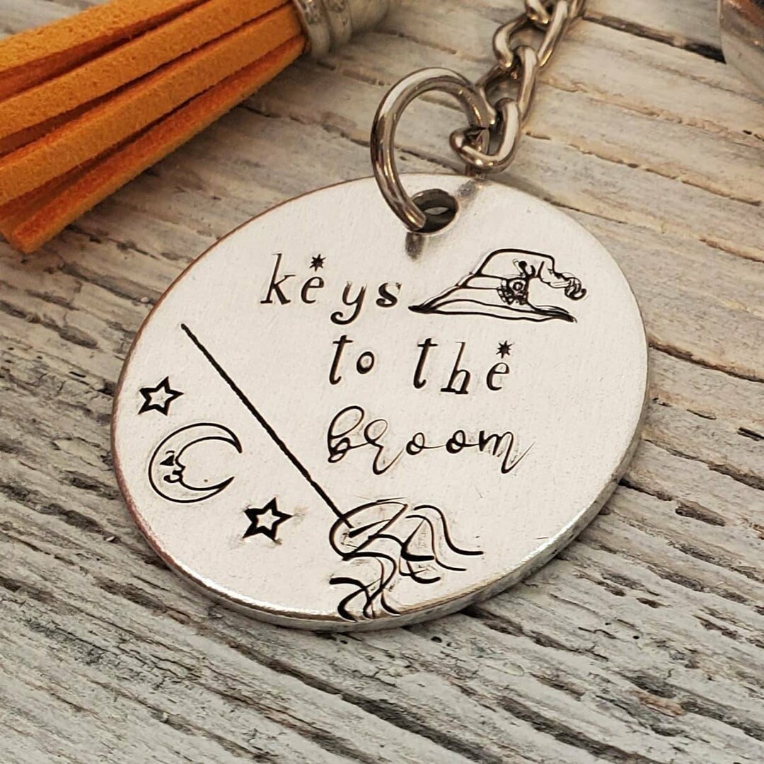 Keys to the Broom Halloween Keychain Broom and Witch Hat - Etsy UK
