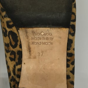 Leopard Vintage 90s Ballerina Flats, Brown Shoes, Cap Toe, Low Heels ...