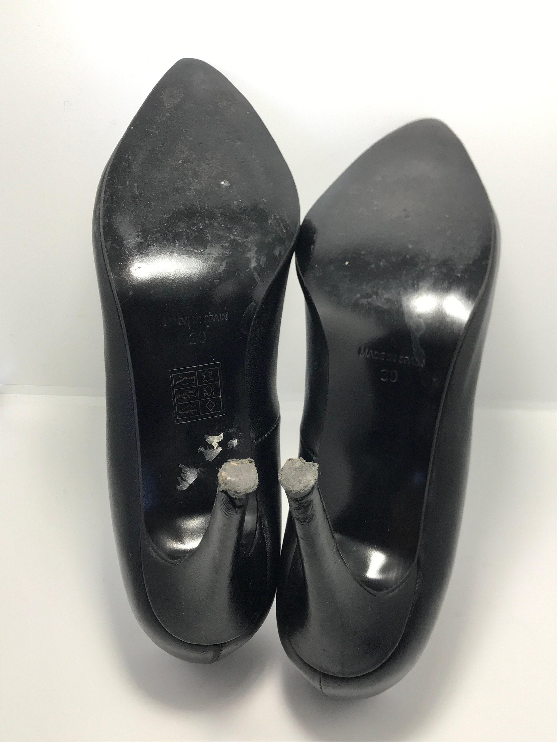 Classic Vintage 90s Heels, Black Leather, Size 39, Point Toes, High ...
