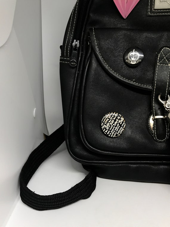 Small vintage 90s backpack, black artificial leather,… - Gem