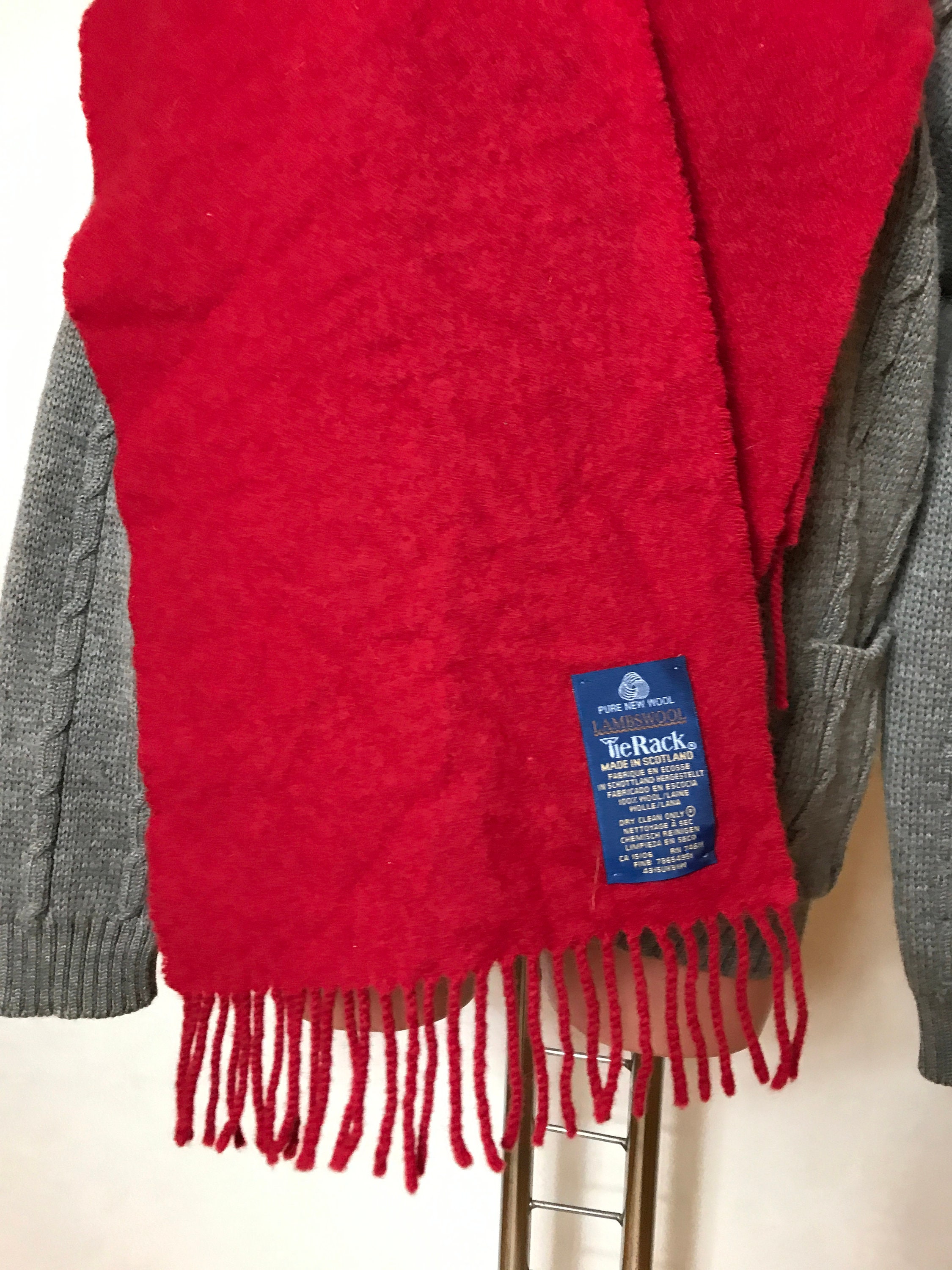 Red Vintage 80s Unisex Scarf Long Classic Design Fringe Hem - Etsy UK