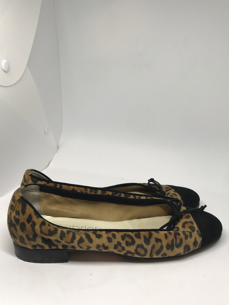 Leopard Vintage 90s Ballerina Flats Brown Shoes Cap Toe Low - Etsy