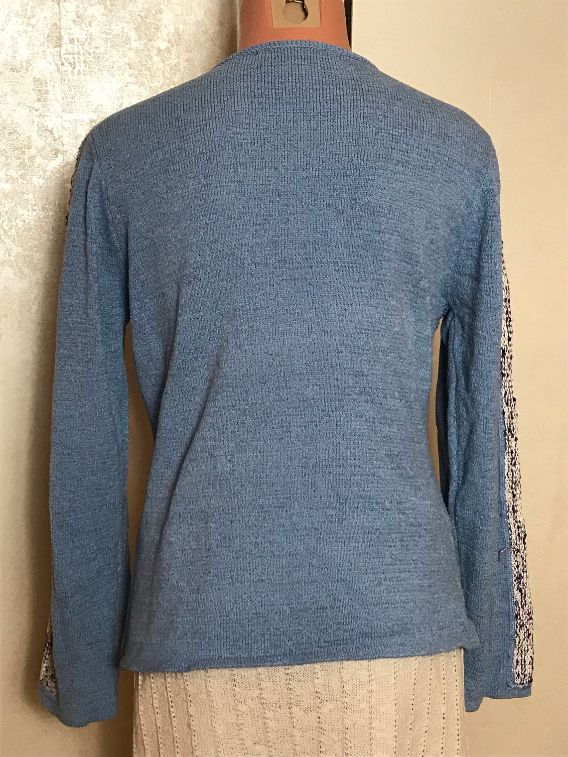 Blue Knitted Womans Sweater With Button up Front - Etsy UK