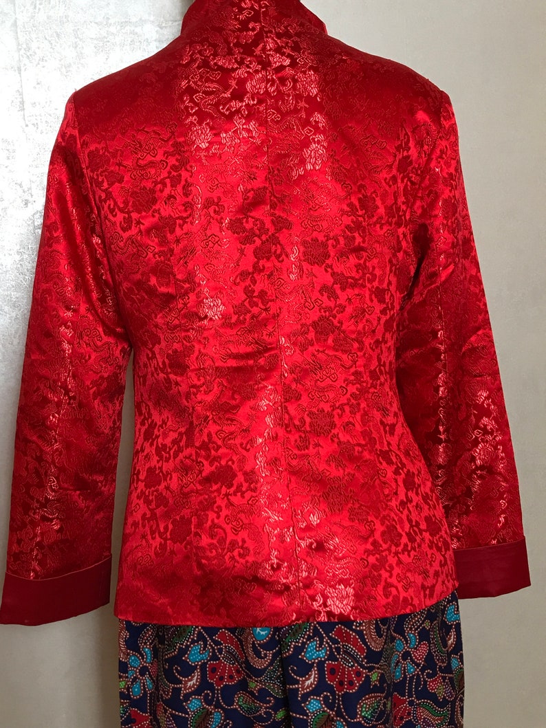 Red Japanese Jacket With Swan-necked Collar Long Sleeves - Etsy