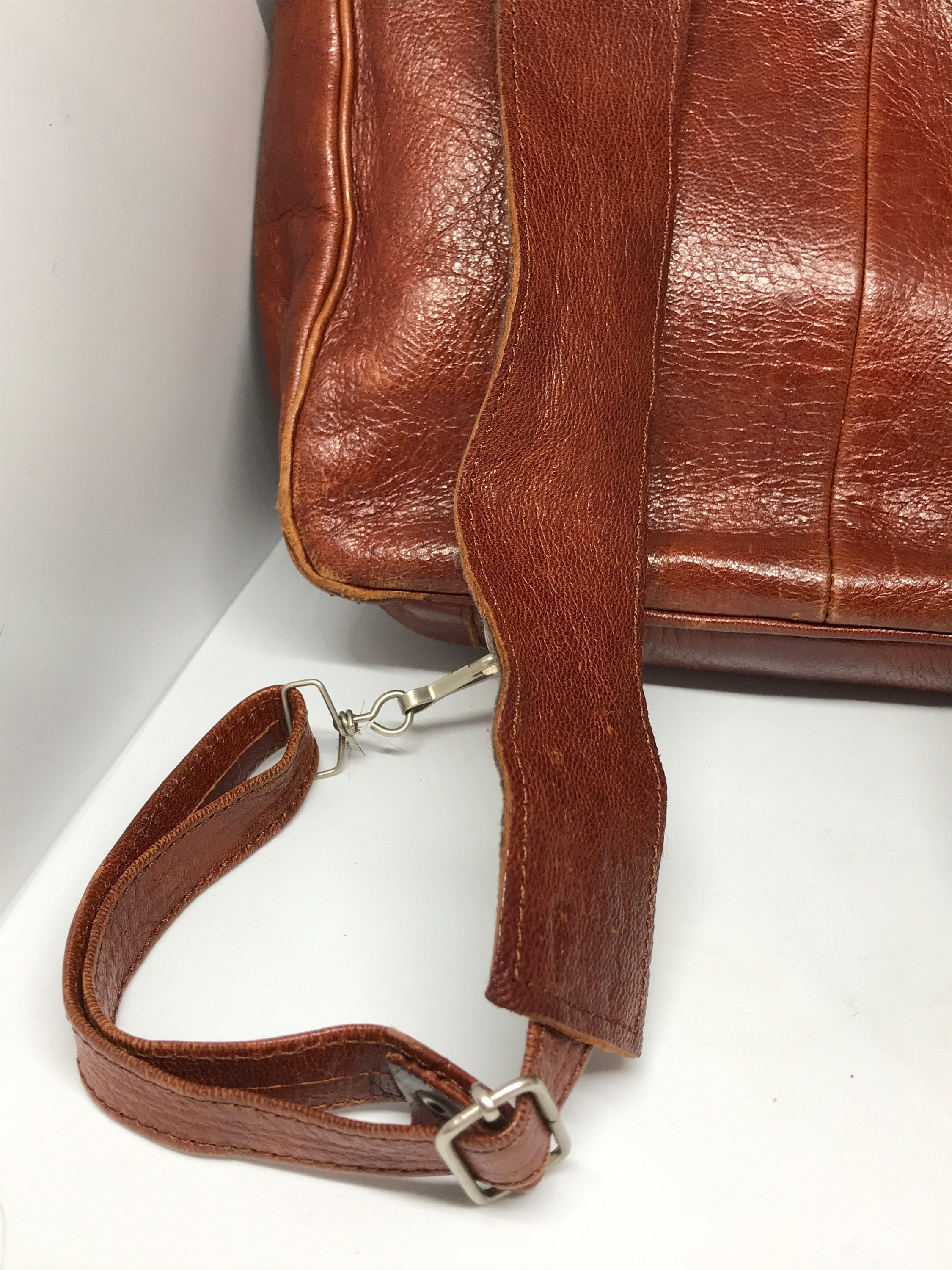 Brown Vintage 80s Backpack Natural Leather Drawstring - Etsy