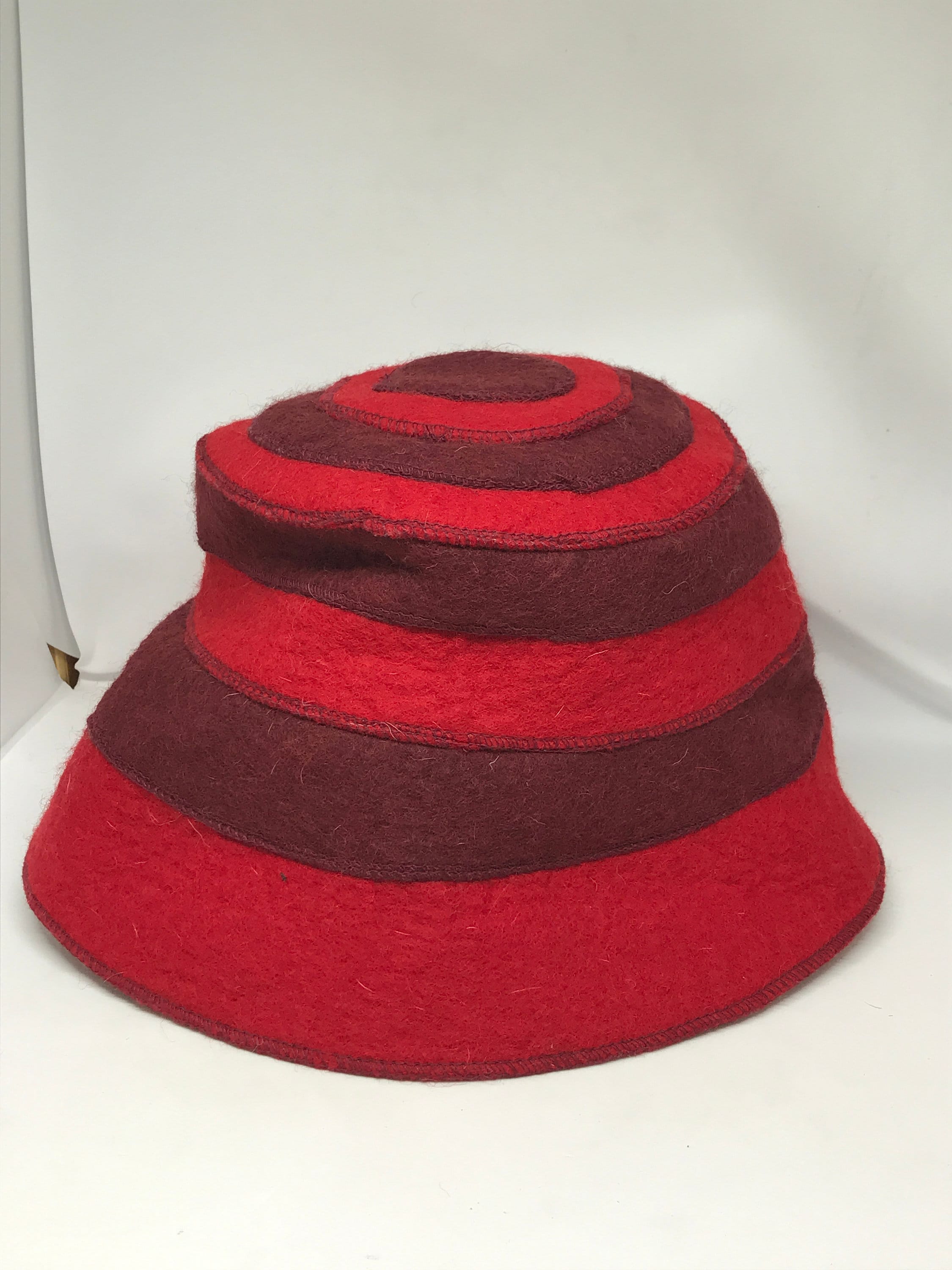 Red Vintage 80s Bucket Hat Striped Print Women's Hat - Etsy