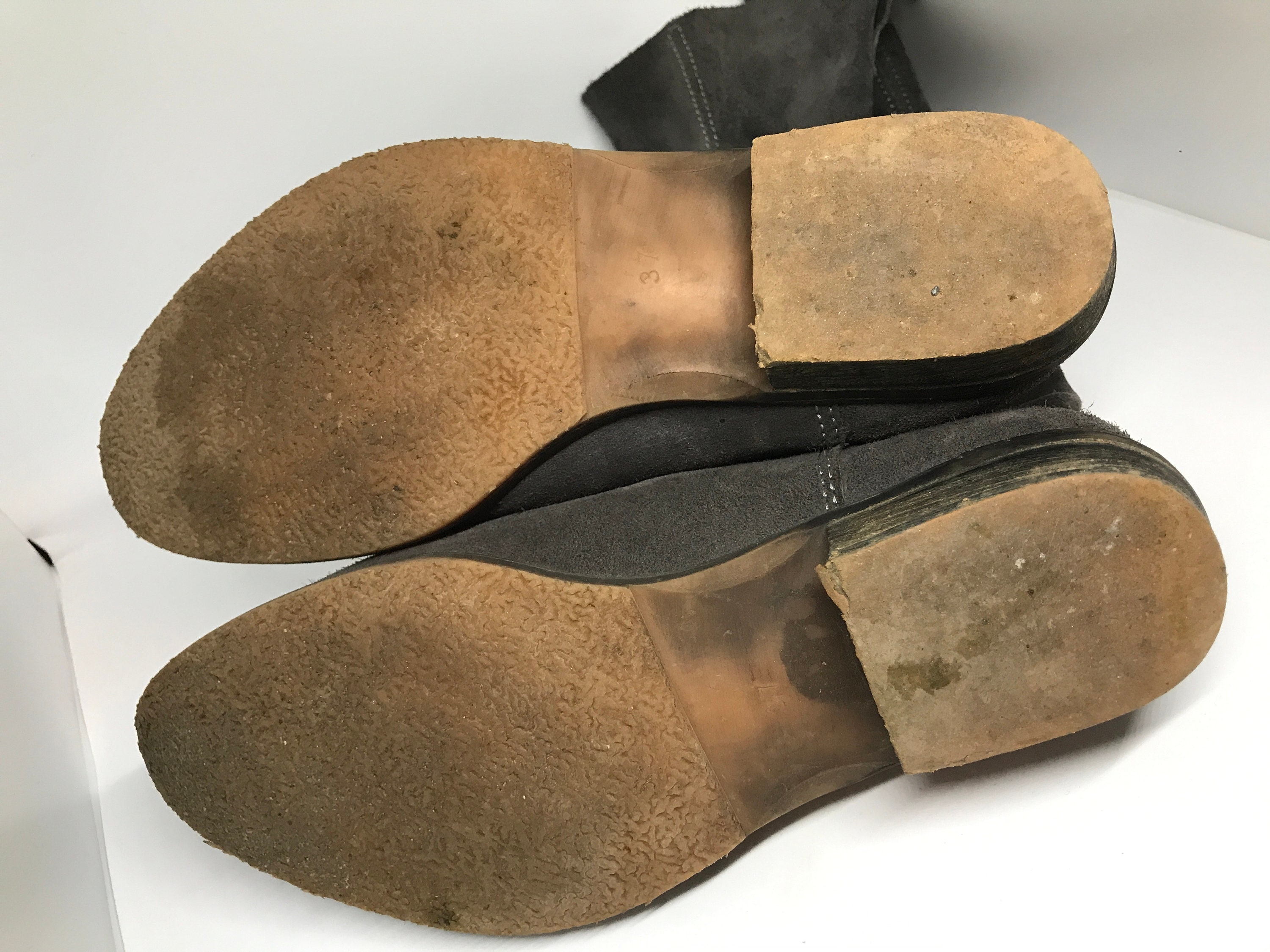 Grey Vintage Womens Boots Suede Leather Minelli Low Heels - Etsy