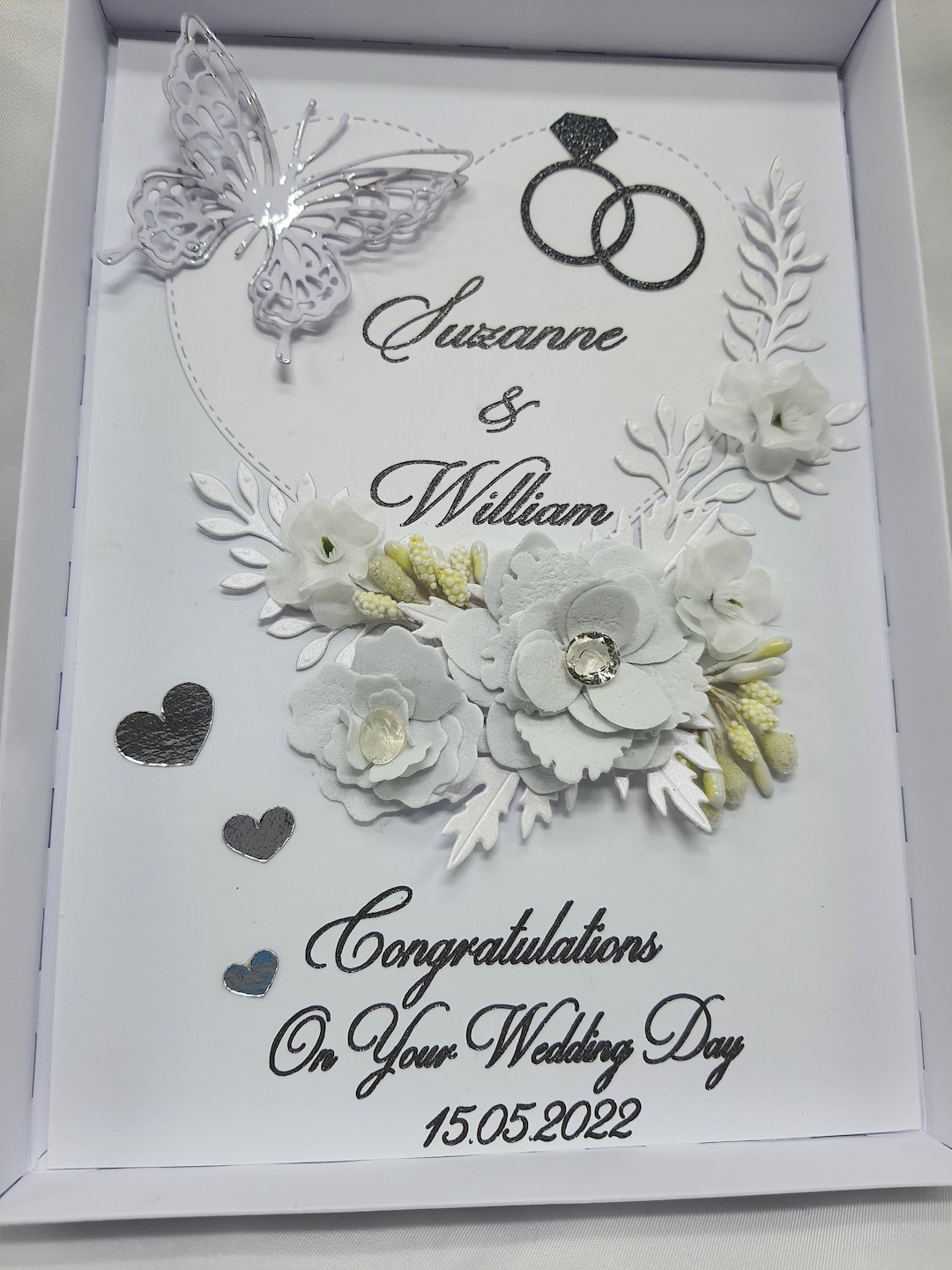 Personalised Luxury Handmade Wedding Card Wedding Rings Craft for ... Personalised Luxury Handmade Wedding Card Wedding Rings Craft for ...