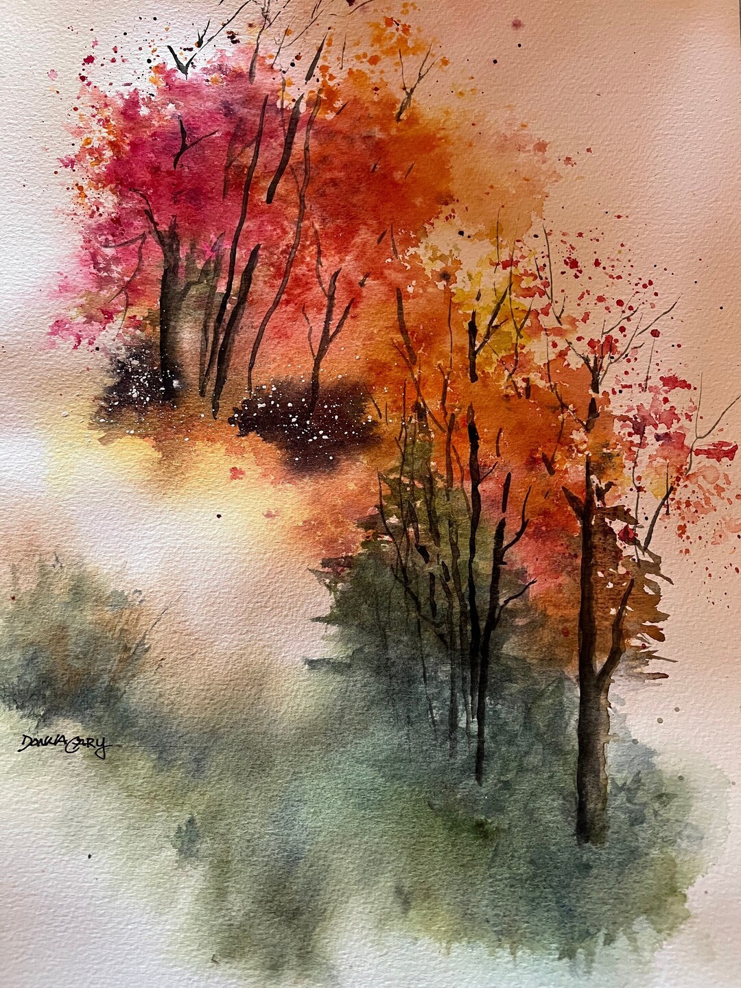 Autumn Colors -ORIGINAL Semi-abstract Watercolor - by Donna Cary - Etsy