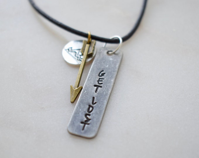 Get Lost Necklace, Mountain Necklace, Personalize Necklace, Adventure ...
