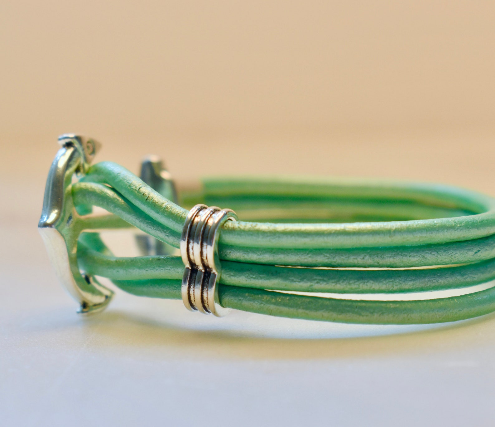 Anchor Bracelet Silver Anchor Clasp Leather Bracelet With - Etsy