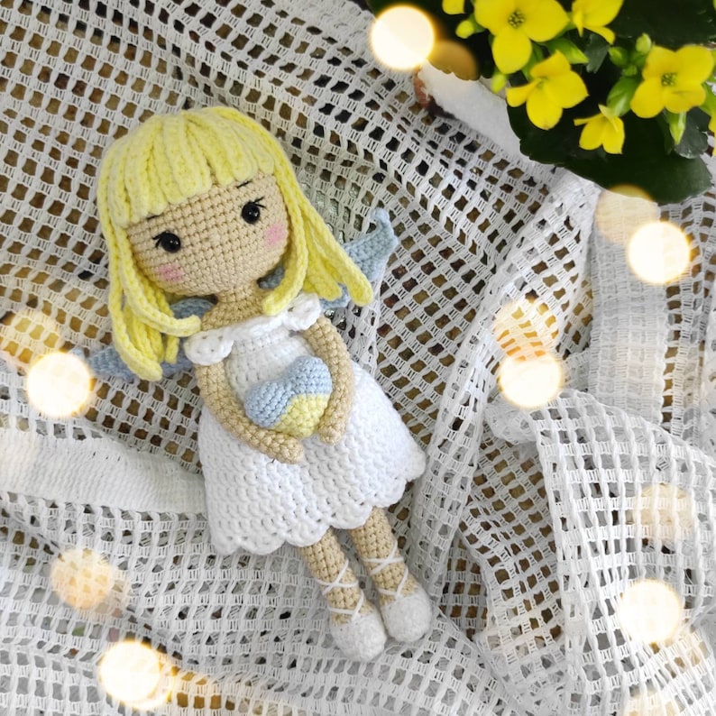 Crochet Angel Doll Pattern Amigurumi Doll in Dress With Heart - Etsy