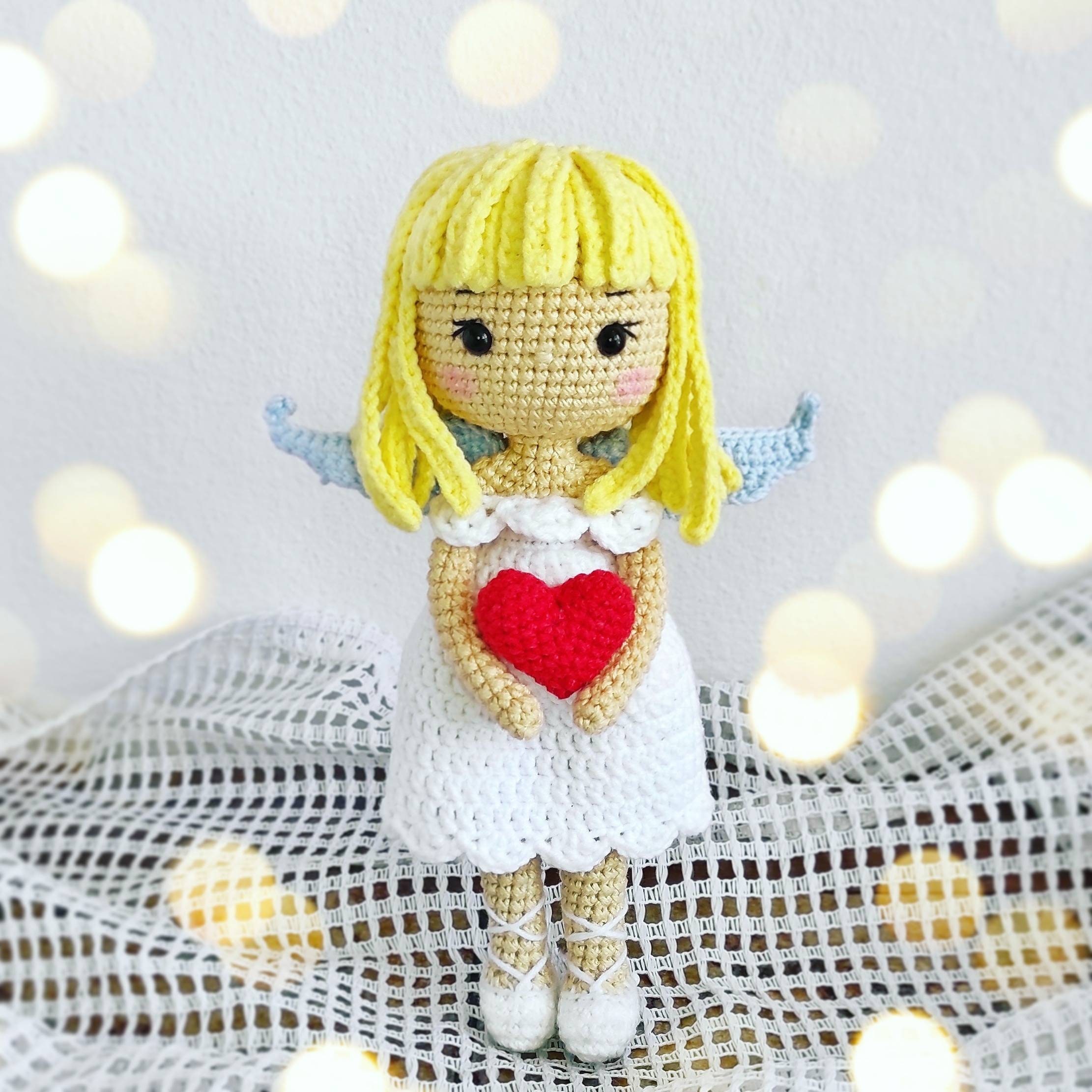 Crochet Angel Doll Pattern Amigurumi Doll in Dress With Heart - Etsy